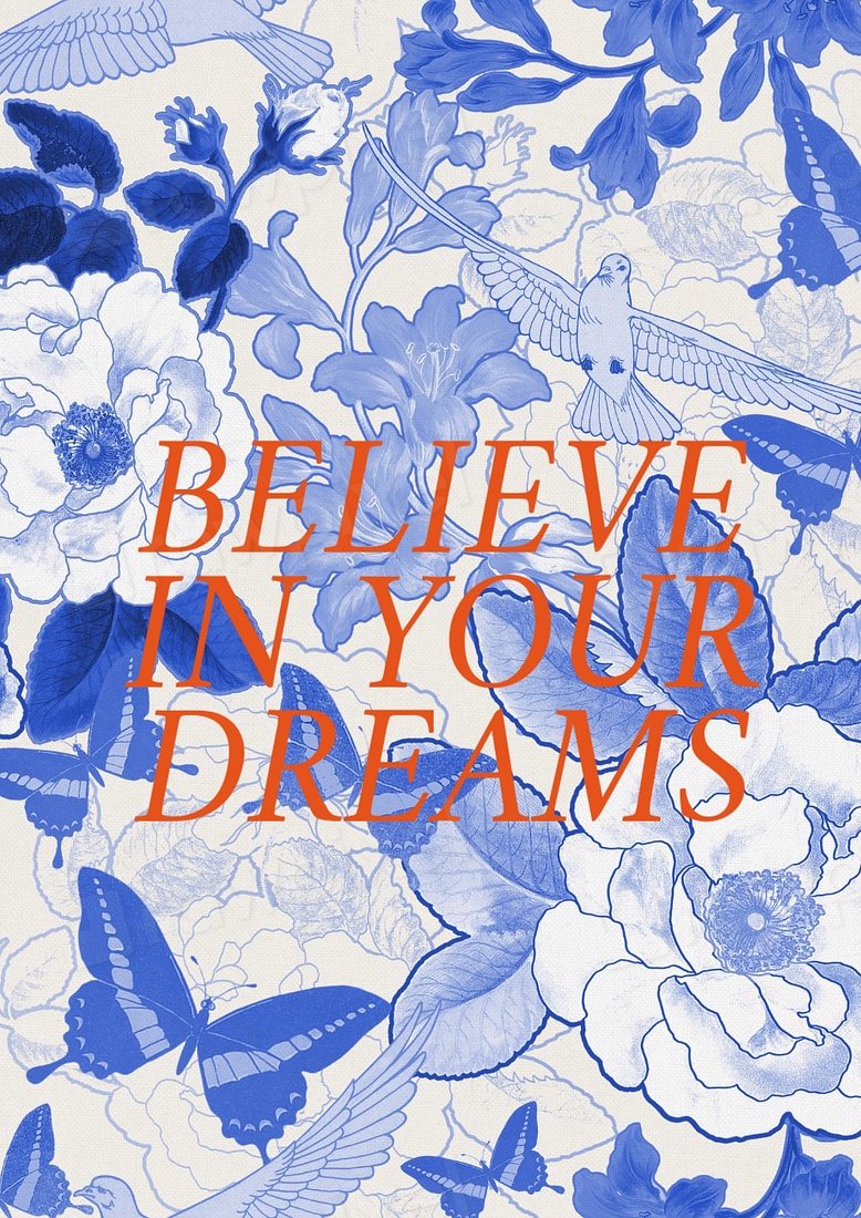 Aesthetic blue floral poster template, | Premium Editable Template ...