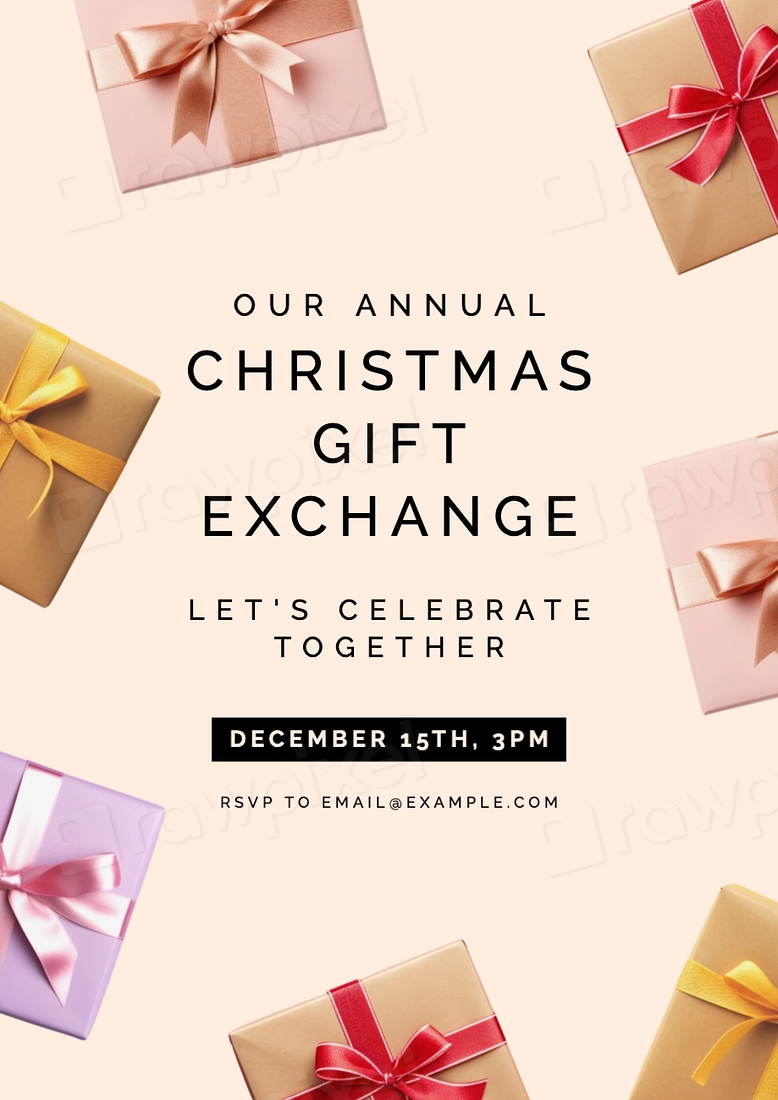 Christmas gift exchange poster template, | Premium Editable Template ...