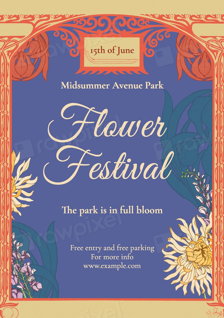 Flower festival poster template, editable | Premium Editable Template ...
