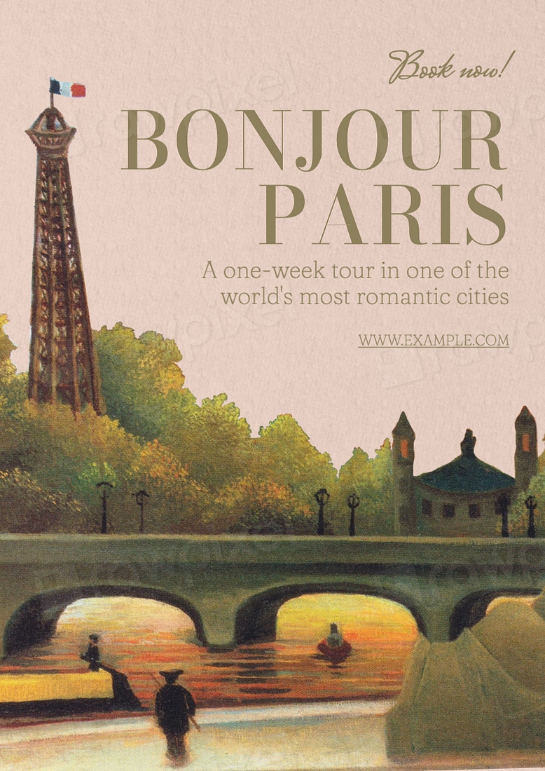 Paris travel poster template, editable | Premium Editable Template ...