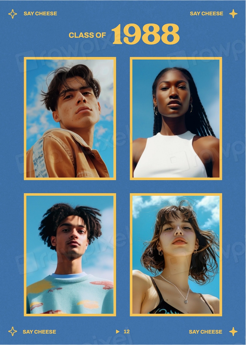 Blue yearbook photo collage, editable | Premium Photo Collage Maker ...