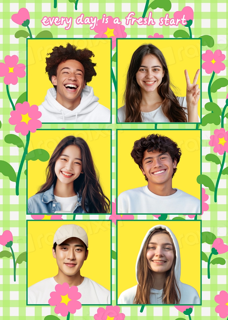 Cute floral people photo collage, | Premium Photo Collage Maker - rawpixel