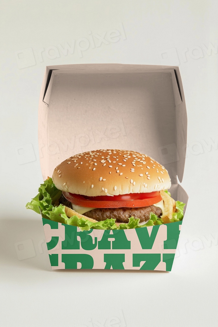 Burger box mockup, editable product | Free Mockup Generator - rawpixel