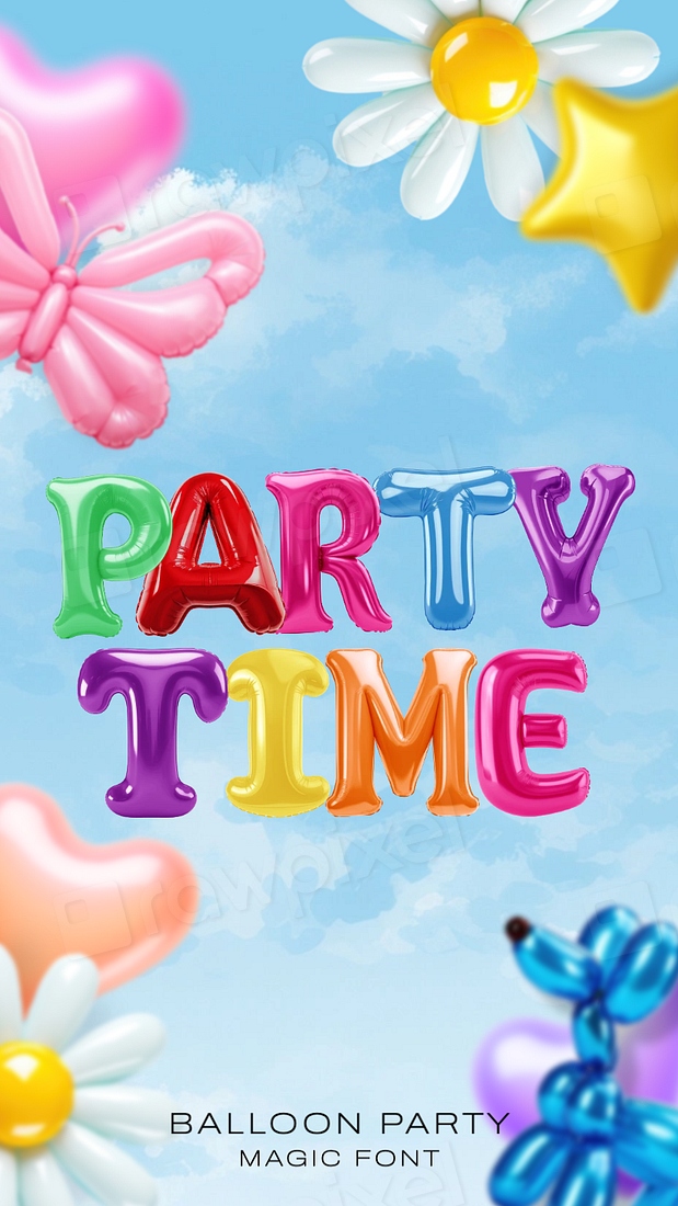 Colorful balloon party magic font | Premium Editable Design - rawpixel