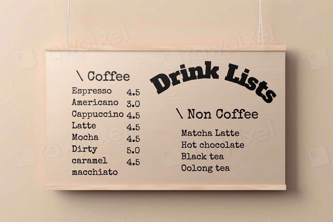 Editable coffee menu mockup | Premium Mockup Generator - rawpixel
