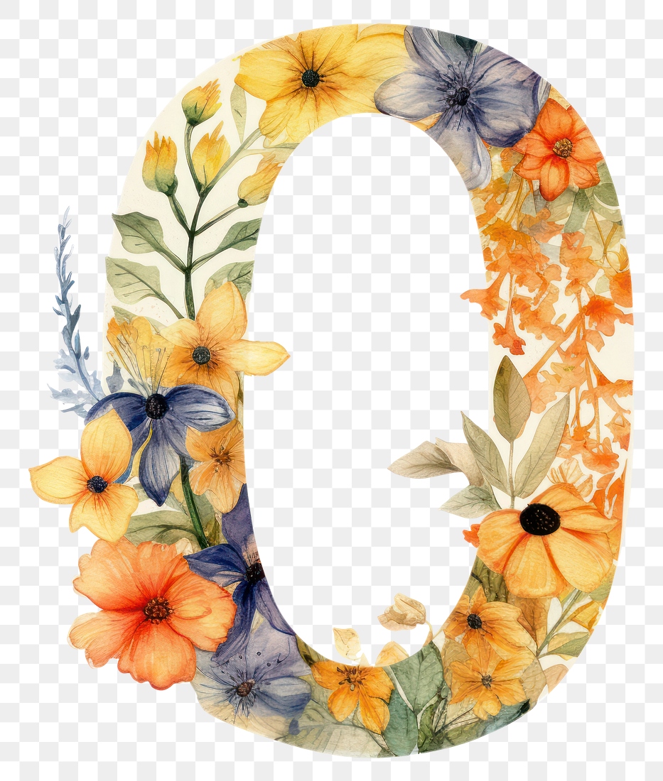 PNG Floral letter o text | Free PNG - rawpixel