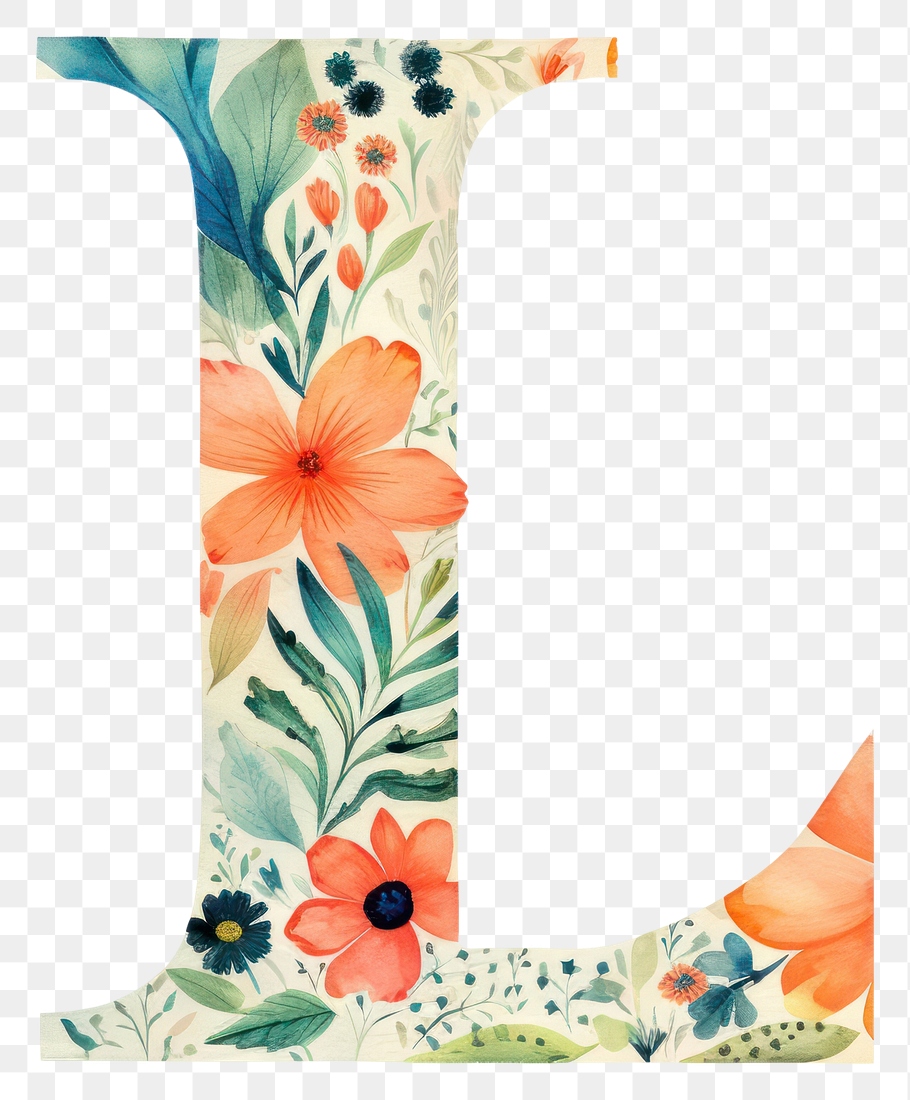 PNG Floral alphabet L text | Free PNG - rawpixel