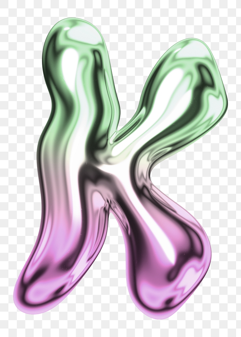 Letter K png holographic fluid | Free PNG - rawpixel