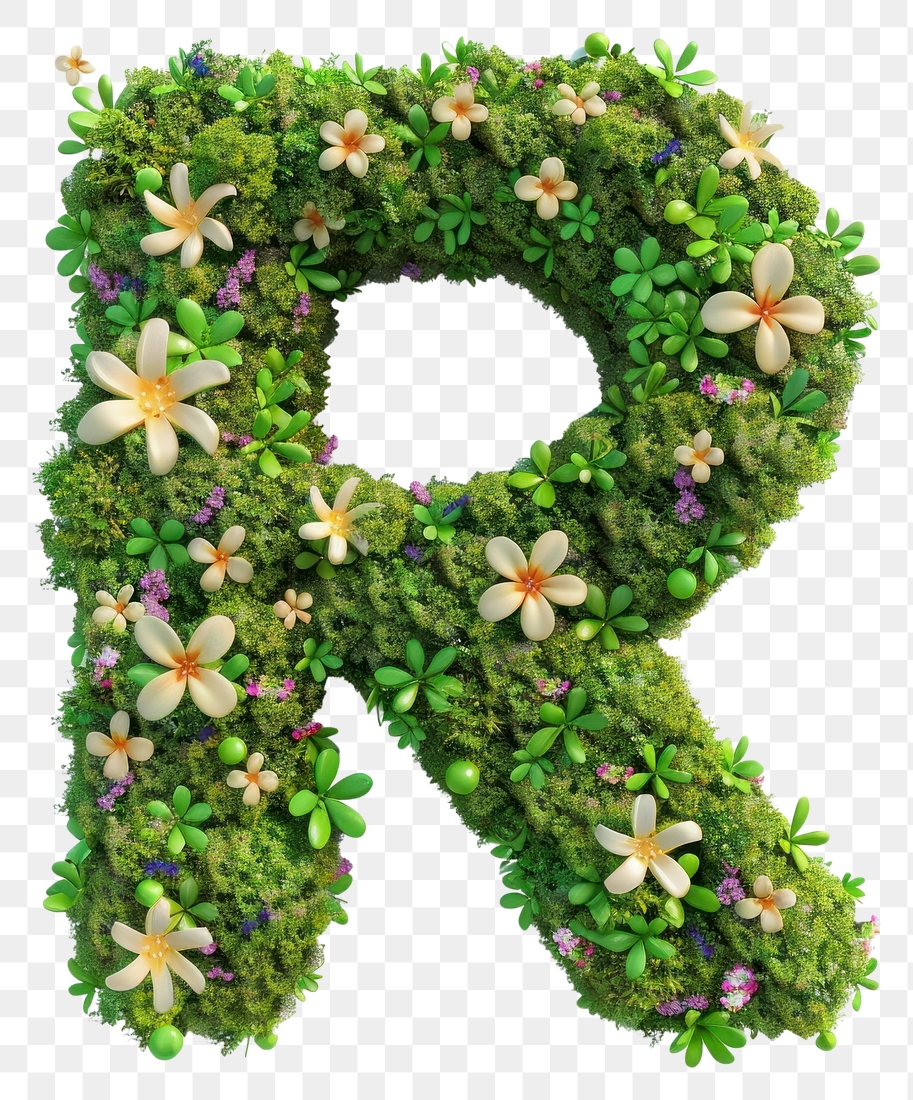 PNG R letter flower green | Premium PNG - rawpixel