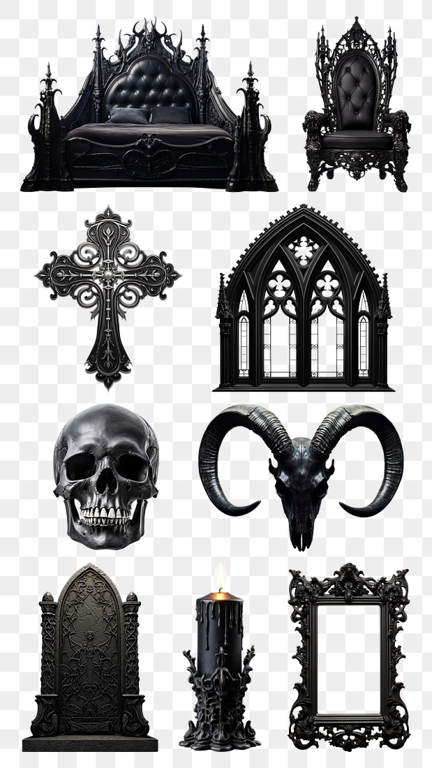 PNG Gothic object element set, | Premium PNG - rawpixel