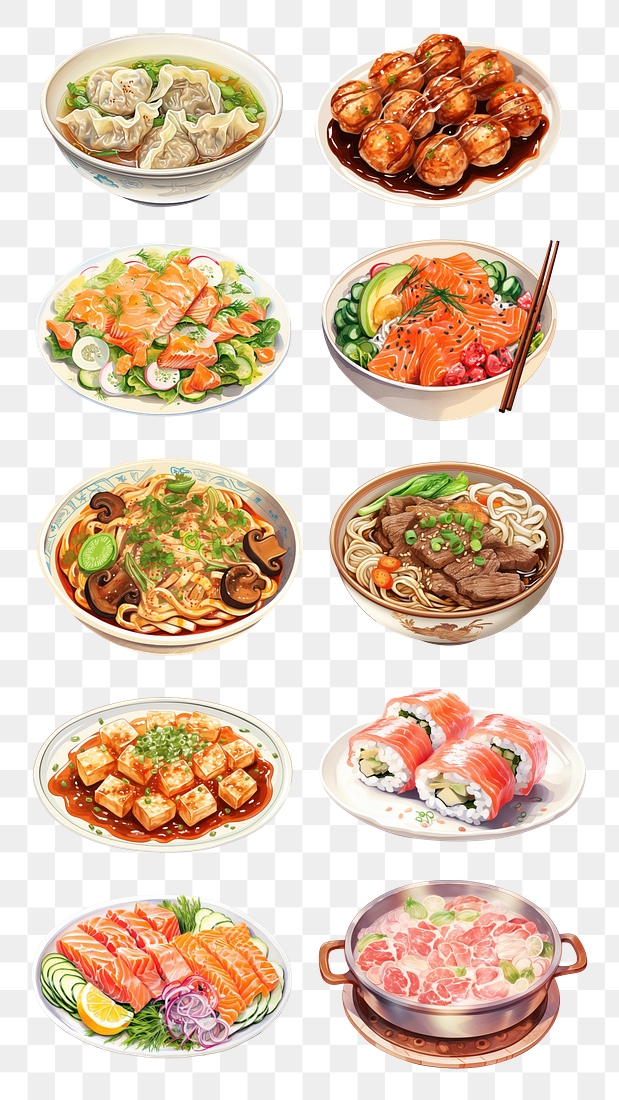 Asian food illustration png element | Free PNG - rawpixel
