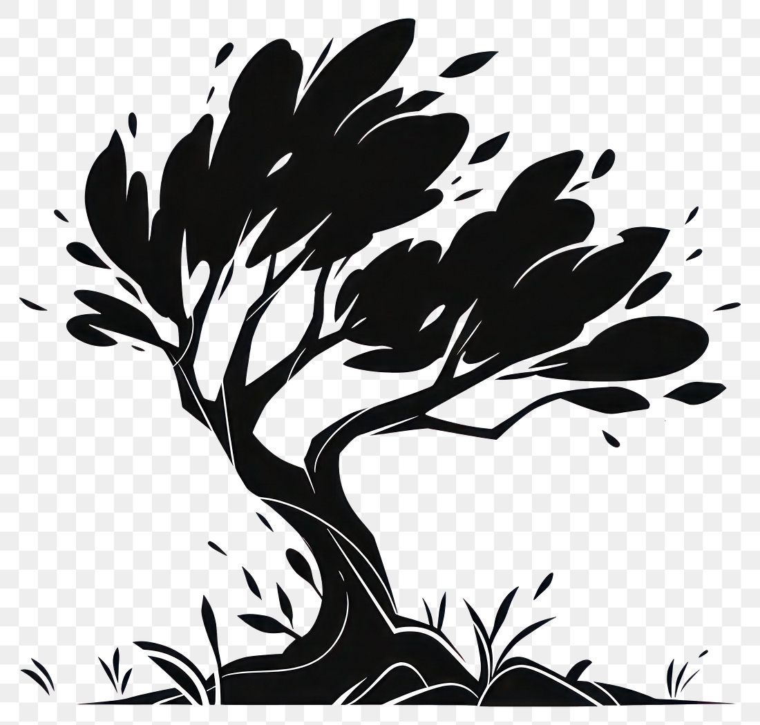 PNG Paperbark Tree illustrated silhouette | Free PNG - rawpixel