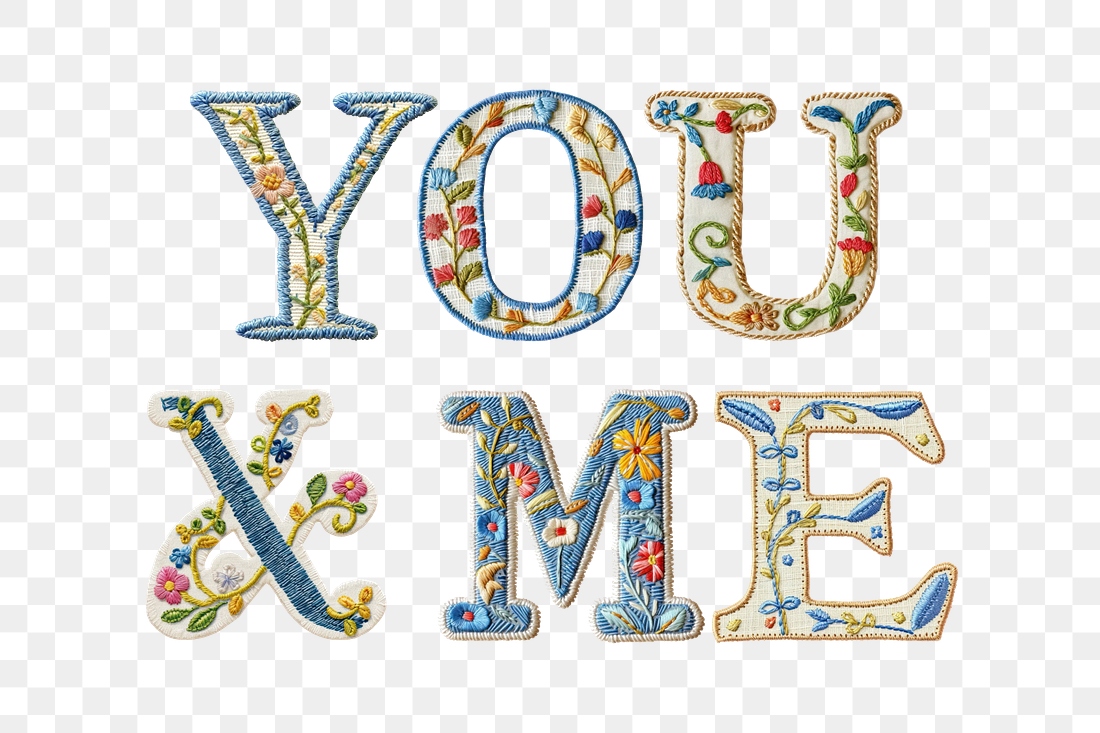You me word png embroidery | Premium PNG - rawpixel