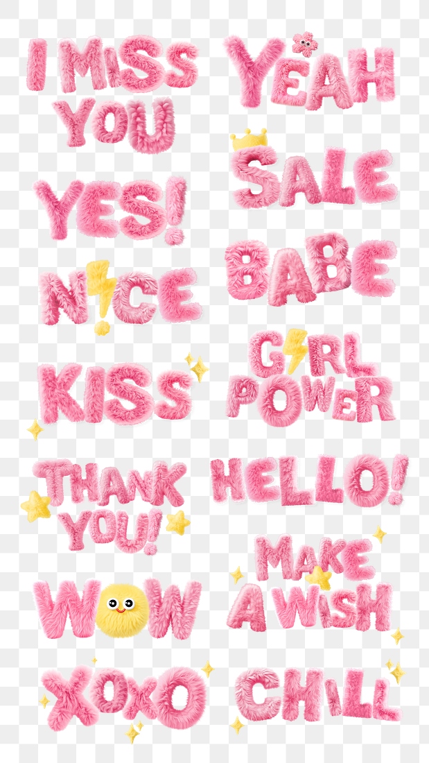 Fuzzy pink words png cut | Premium PNG - rawpixel