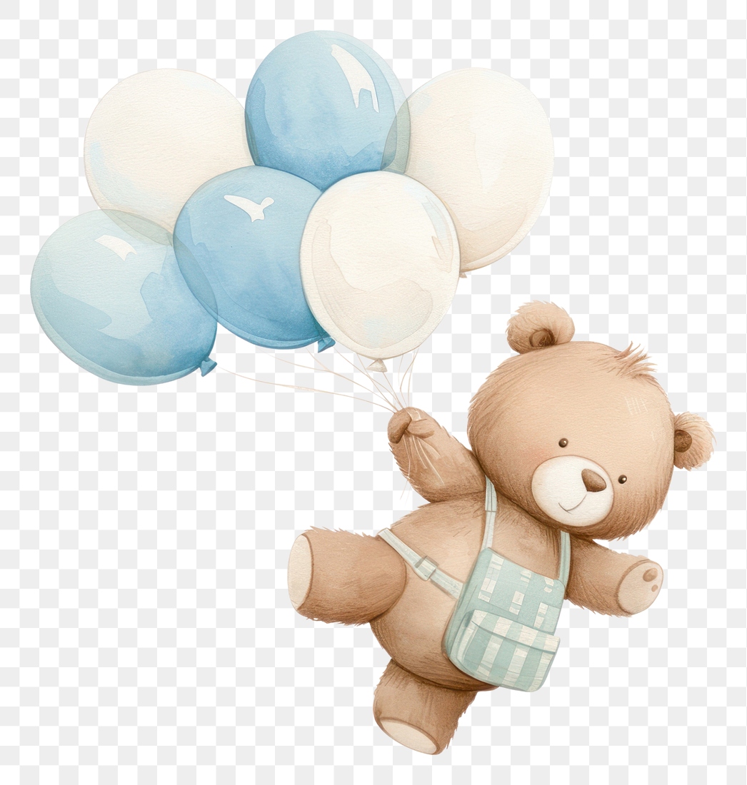 PNG Cute bear flying balloons | Premium PNG - rawpixel