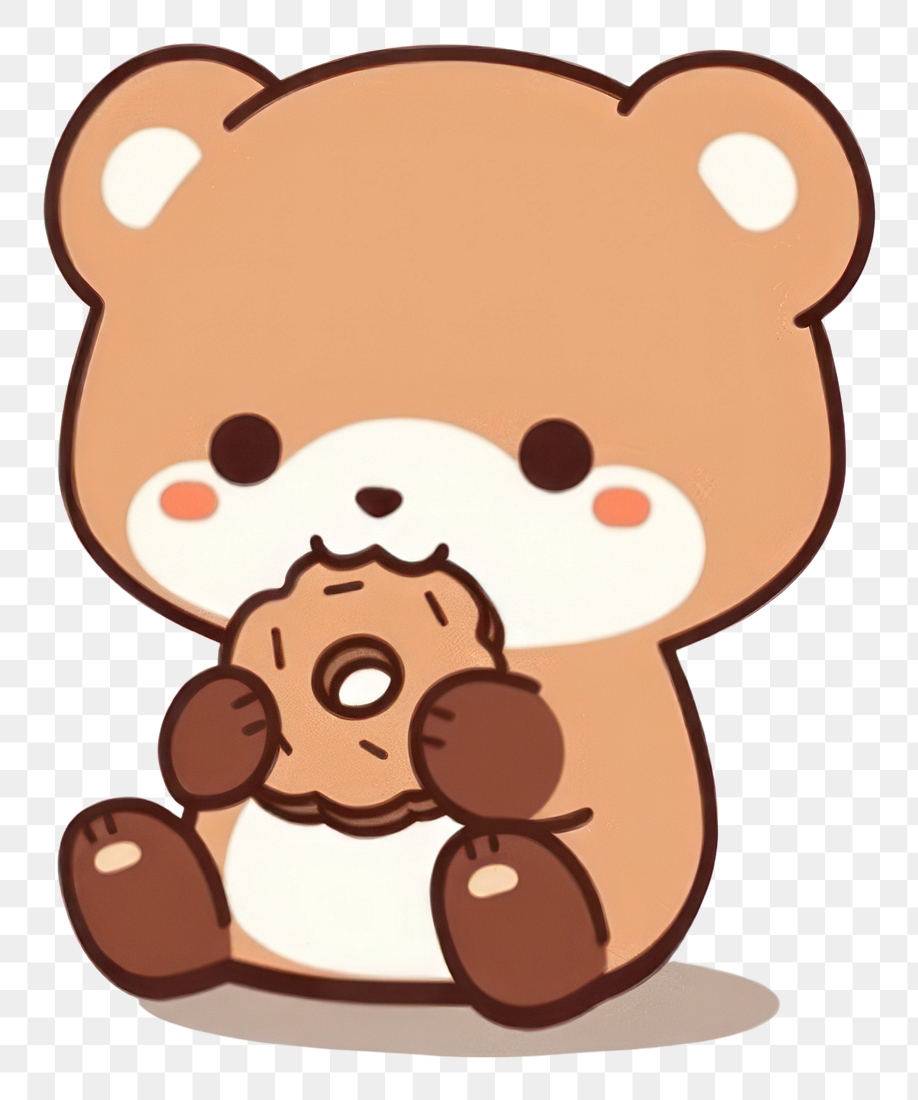 PNG Cute bear eating cookie | Free PNG - rawpixel
