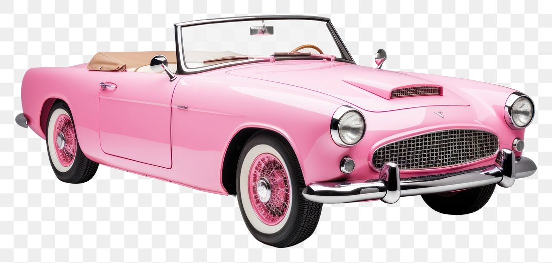 PNG Vintage pink convertible car | Free PNG - rawpixel
