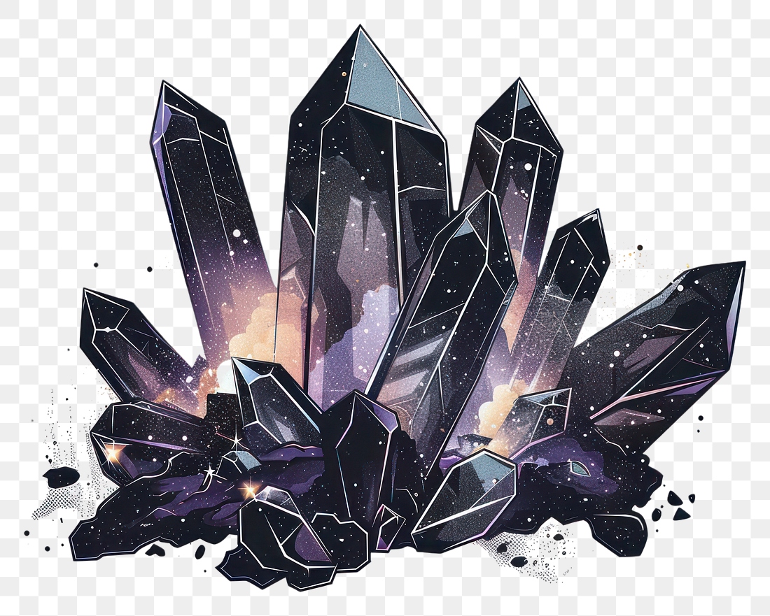 PNG Galactic crystals illustration black. | Free PNG - rawpixel