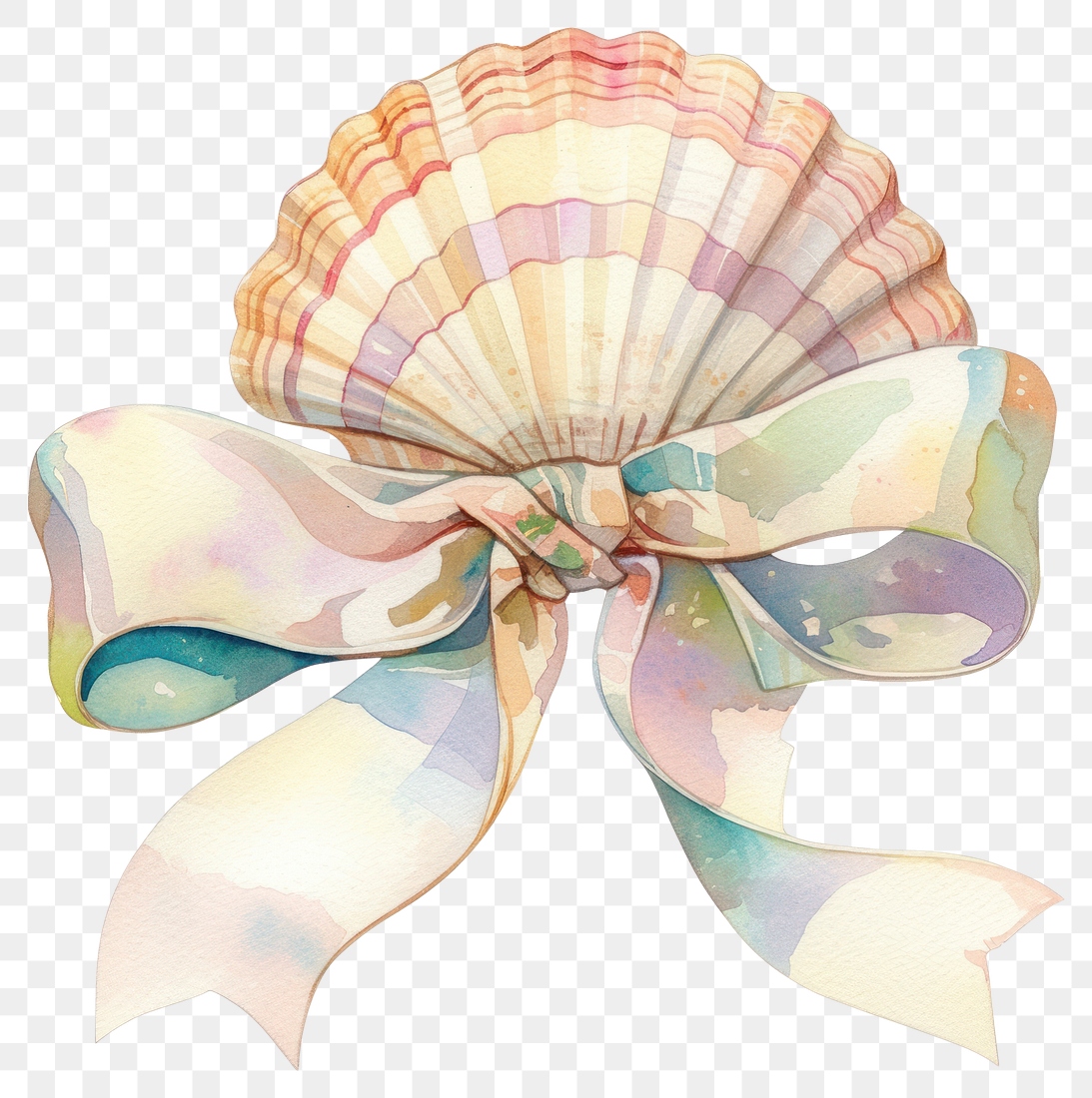 PNG Watercolor seashell ribbon illustration | Free PNG - rawpixel