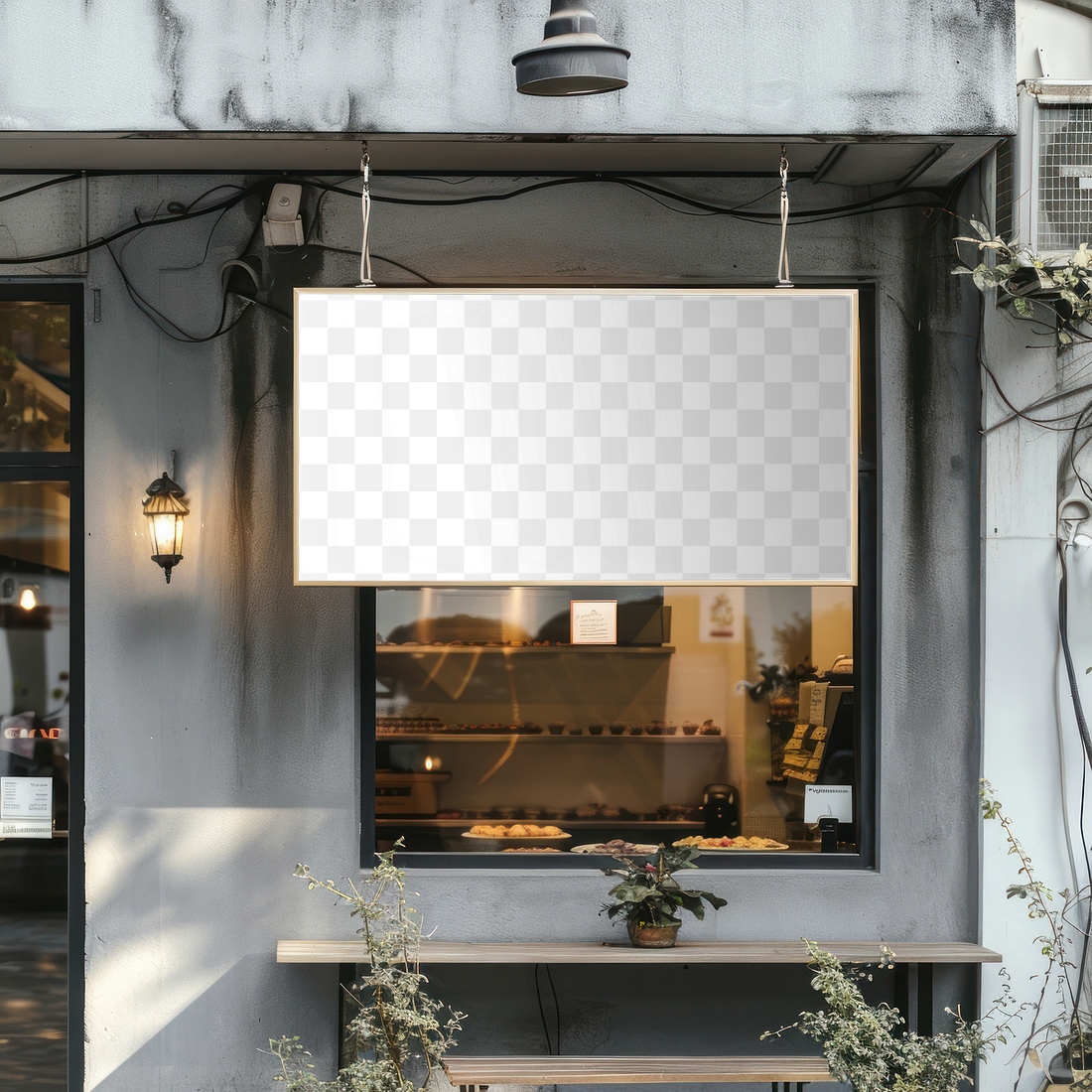 PNG hanging cafe sign mockup, | Free PNG - rawpixel