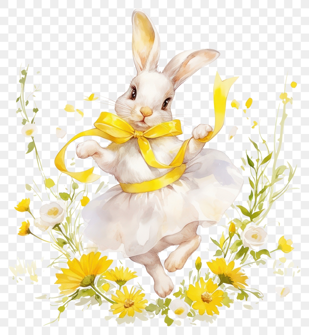 PNG Whimsical bunny floral dress | Free PNG - rawpixel