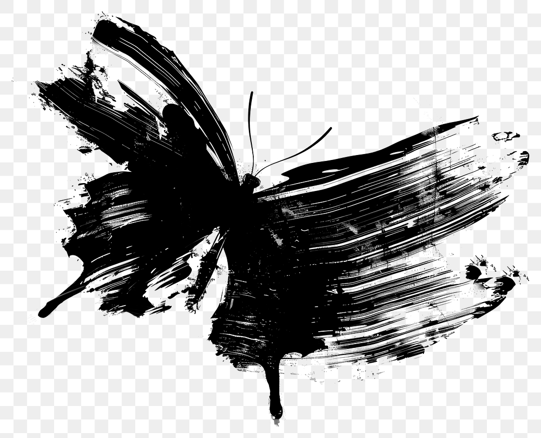PNG butterfly ink brushstroke, transparent | Premium PNG - rawpixel