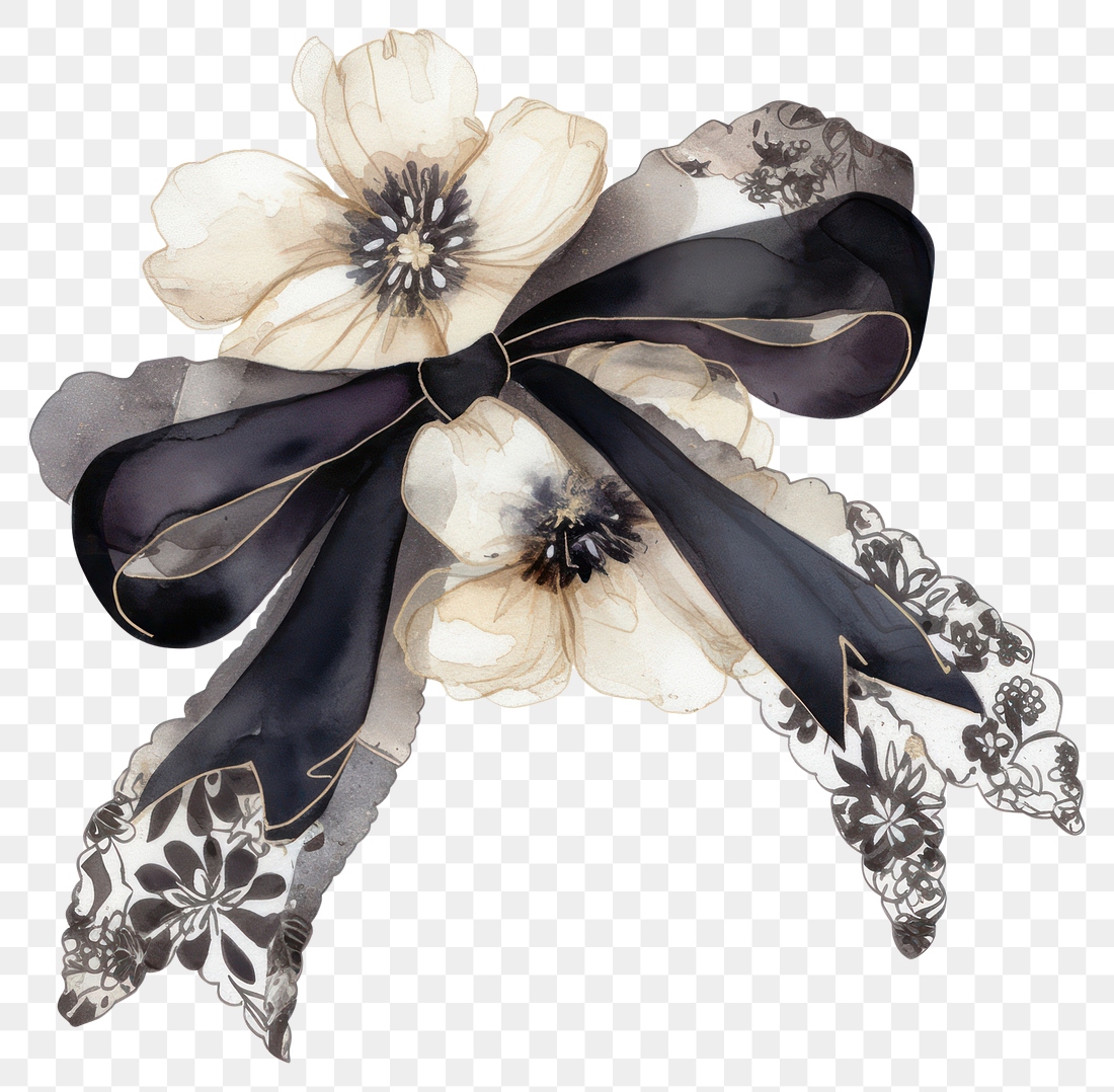 PNG Elegant floral bow illustration | Free PNG - rawpixel