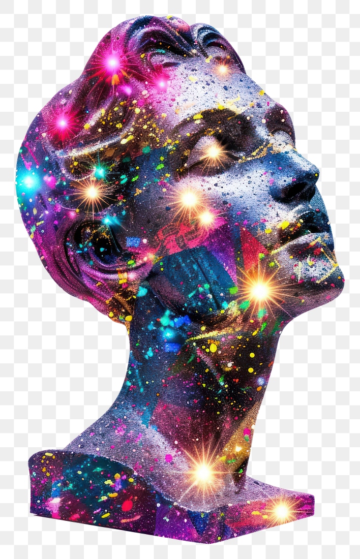 Colorful cosmic bust art | Free PNG - rawpixel