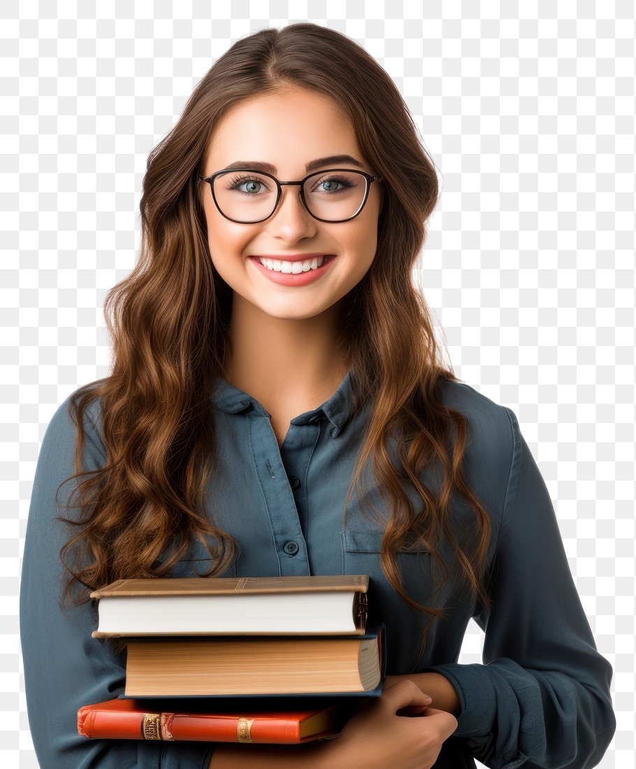 PNG Smiling student holding books | Premium PNG - rawpixel