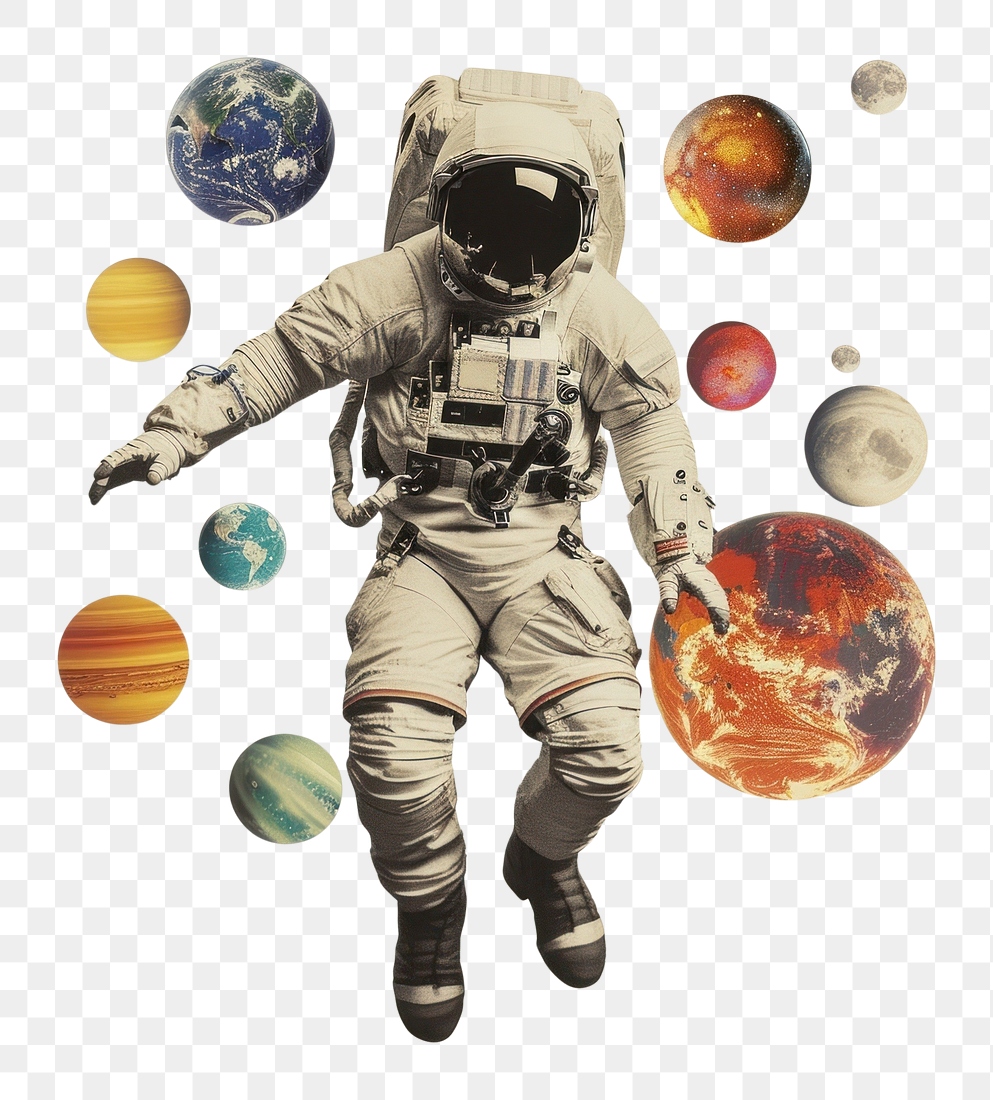 Paper collage astronaut planet space | Premium PNG - rawpixel