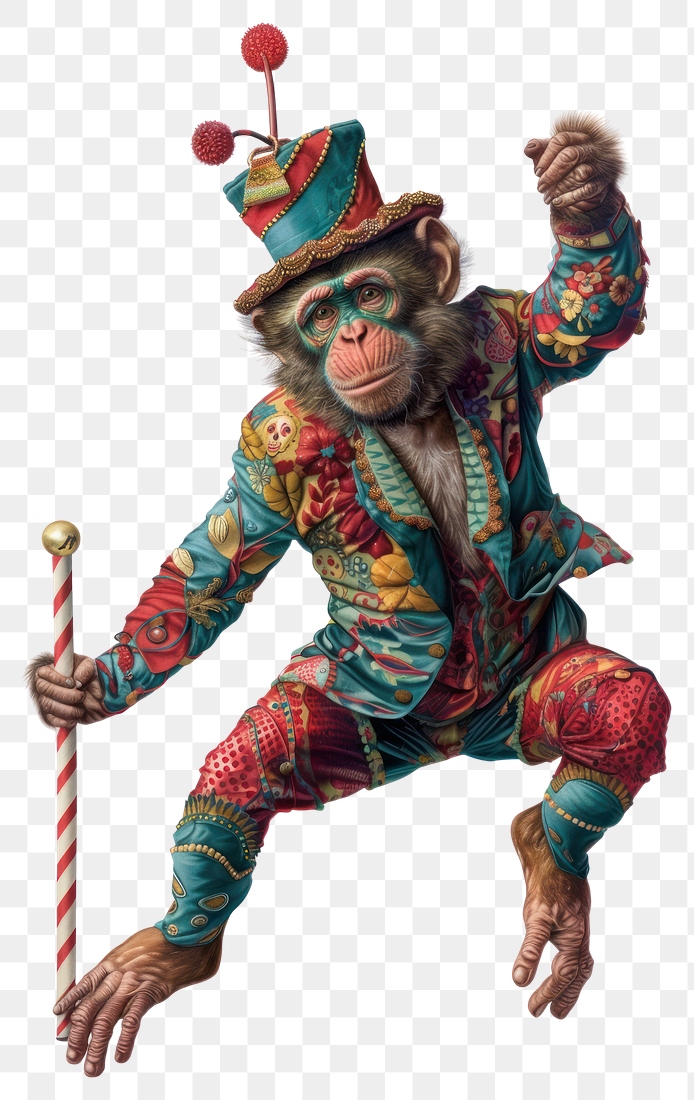 PNG Colorful circus monkey costume | Premium PNG - rawpixel