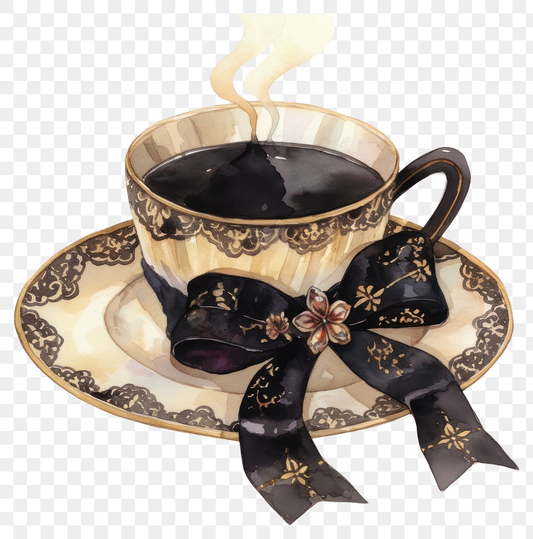 PNG Black coquette tea illustration | Free PNG - rawpixel