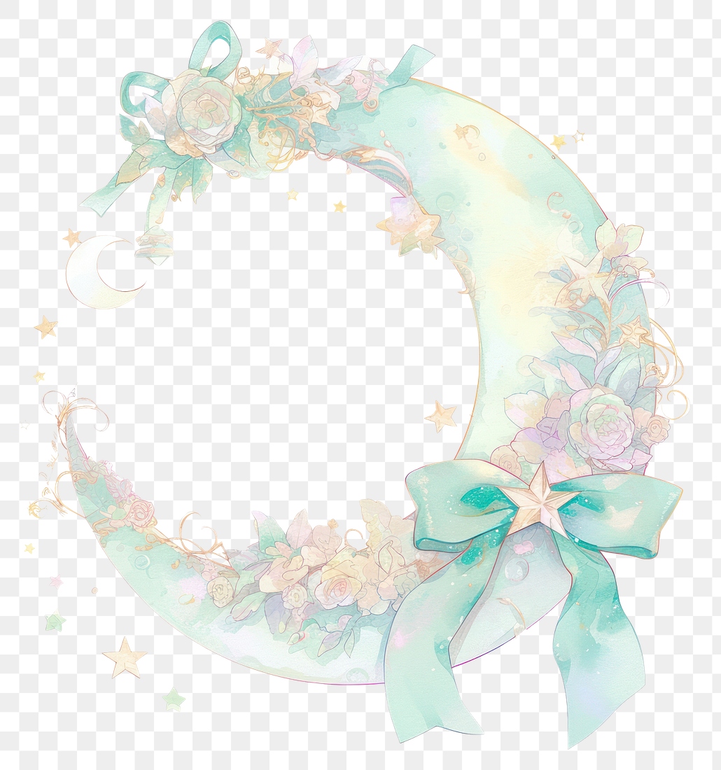 PNG Moon art wreath. | Free PNG - rawpixel