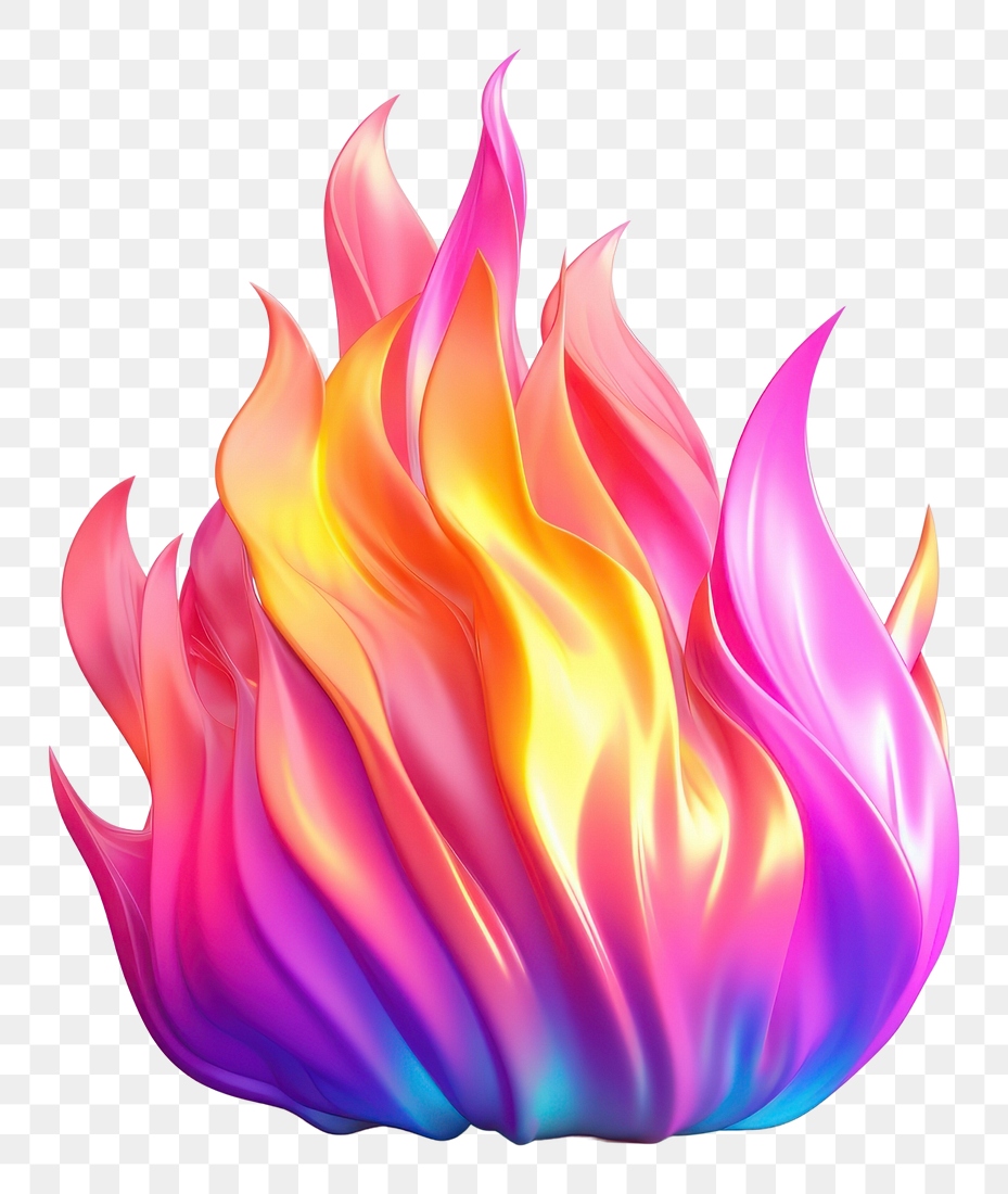 PNG Fire emoji iridescent petal | Premium PNG - rawpixel