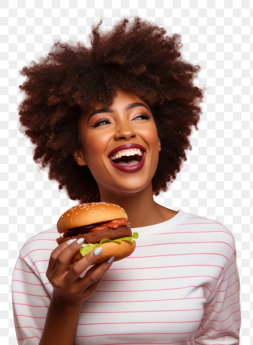 PNG Black woman eating food | Premium PNG - rawpixel