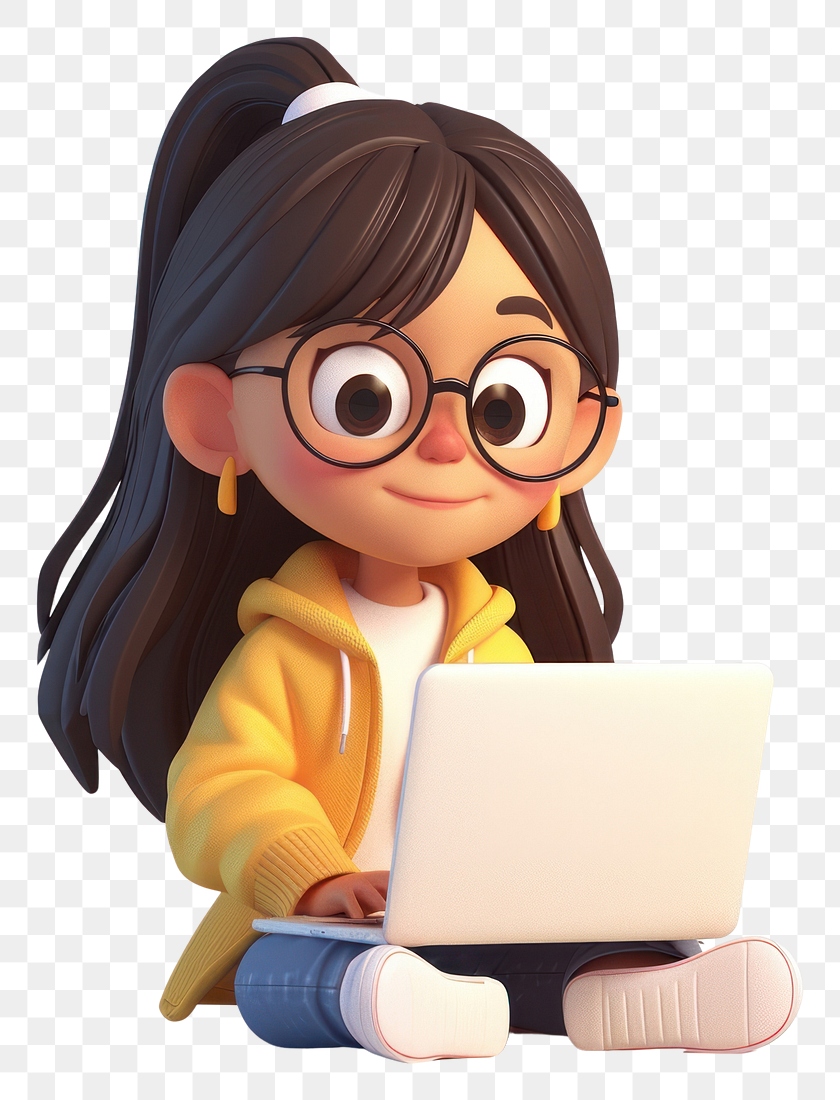 PNG girl using laptop computer | Free PNG - rawpixel
