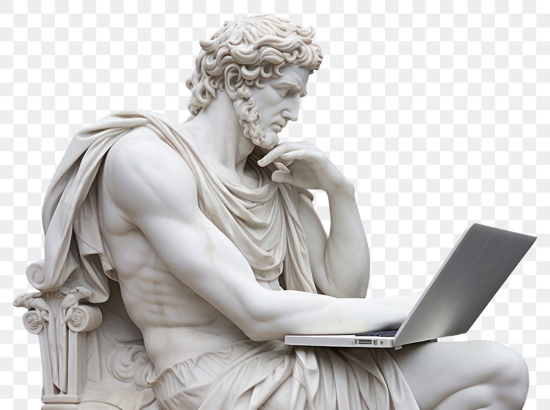 PNG Greek sculpture using computer | Premium PNG - rawpixel