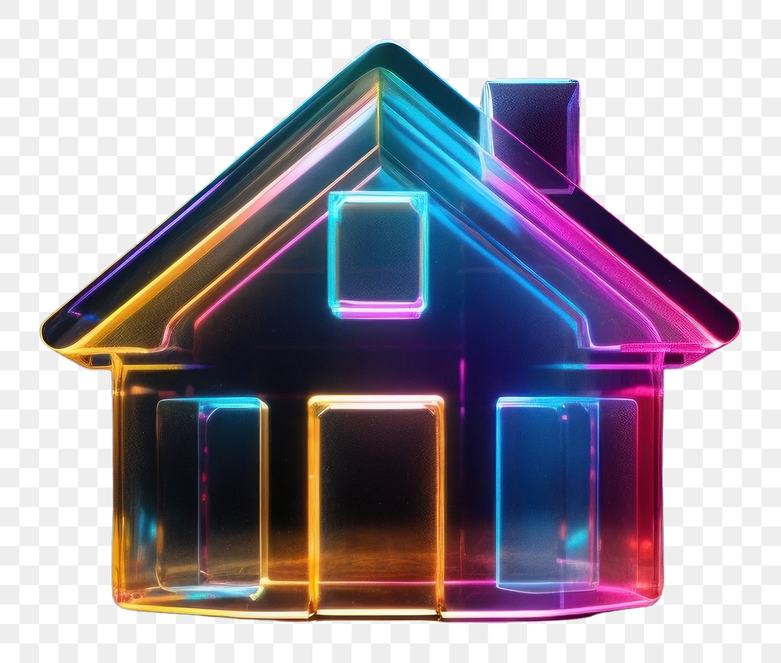 PNG 3D render neon house | Premium PNG - rawpixel