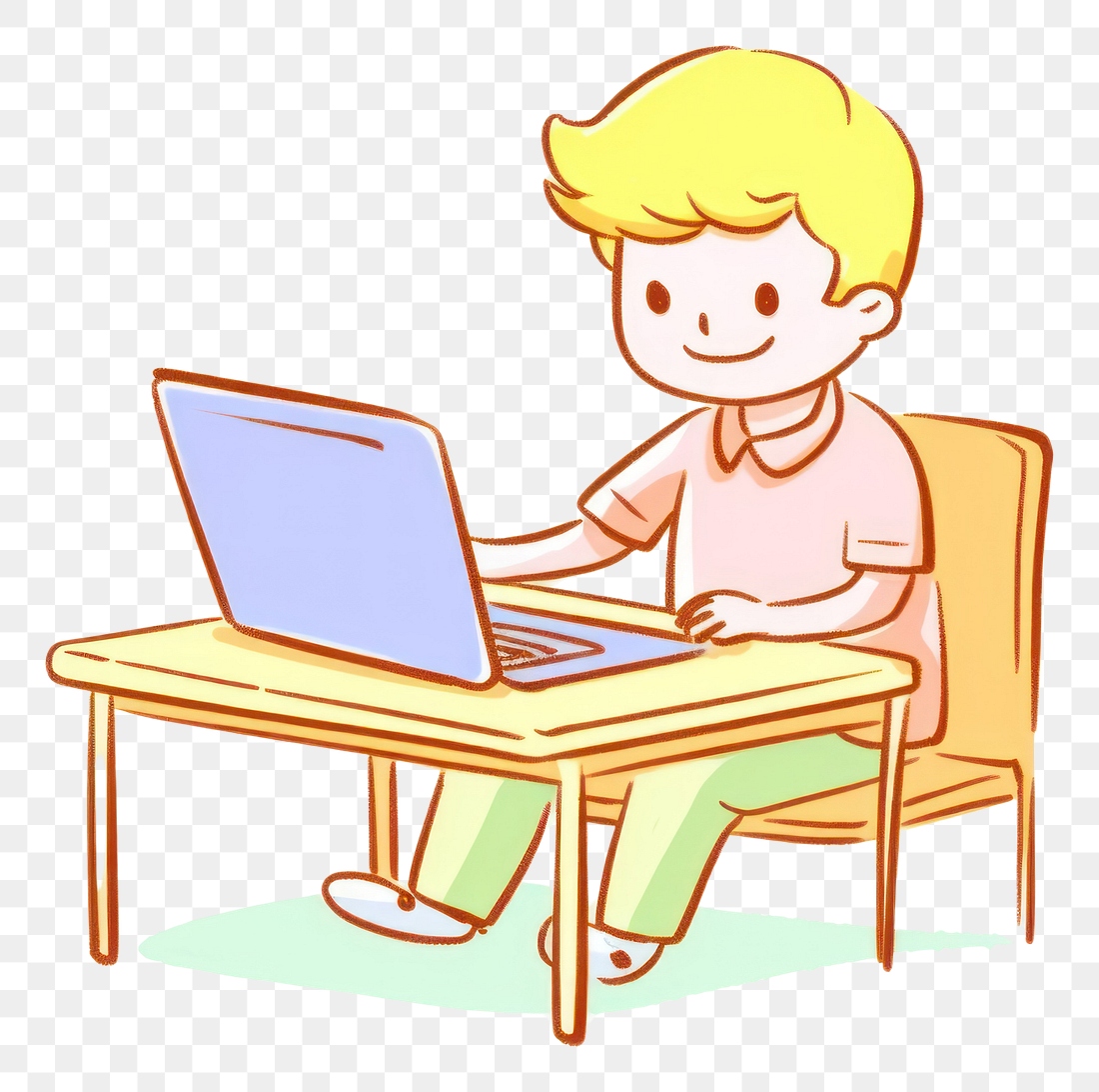PNG Kid playing computer cartoon | Free PNG - rawpixel