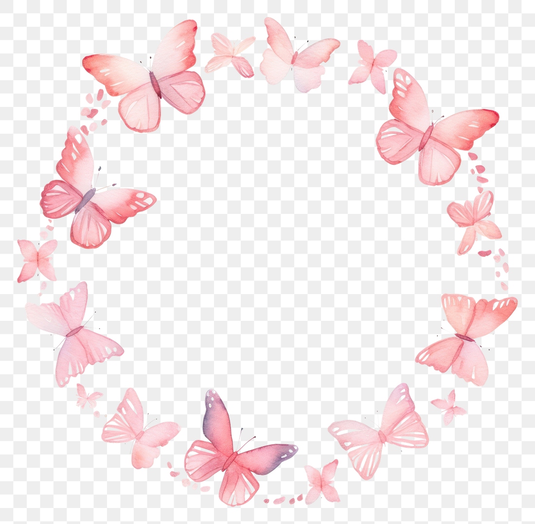 PNG Pink butterfly circle border | Premium PNG - rawpixel