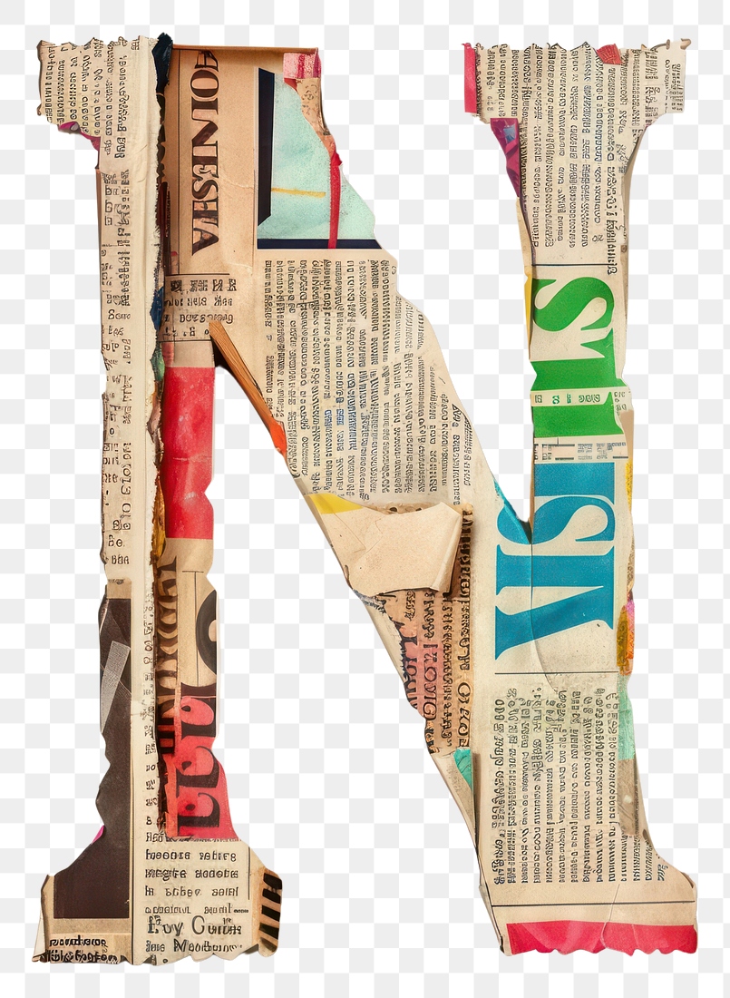 Magazine paper letter N collage | Premium PNG - rawpixel