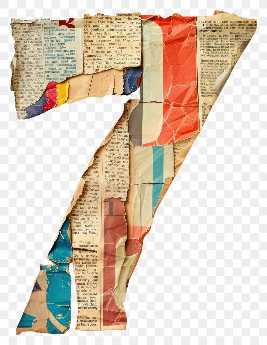 Letter number 7 paper collage | Premium PNG - rawpixel
