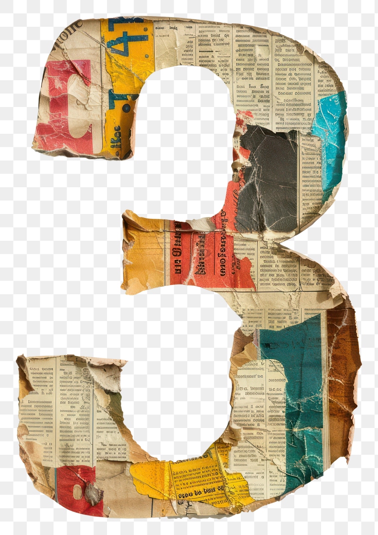 Letter number 3 collage text | Premium PNG - rawpixel