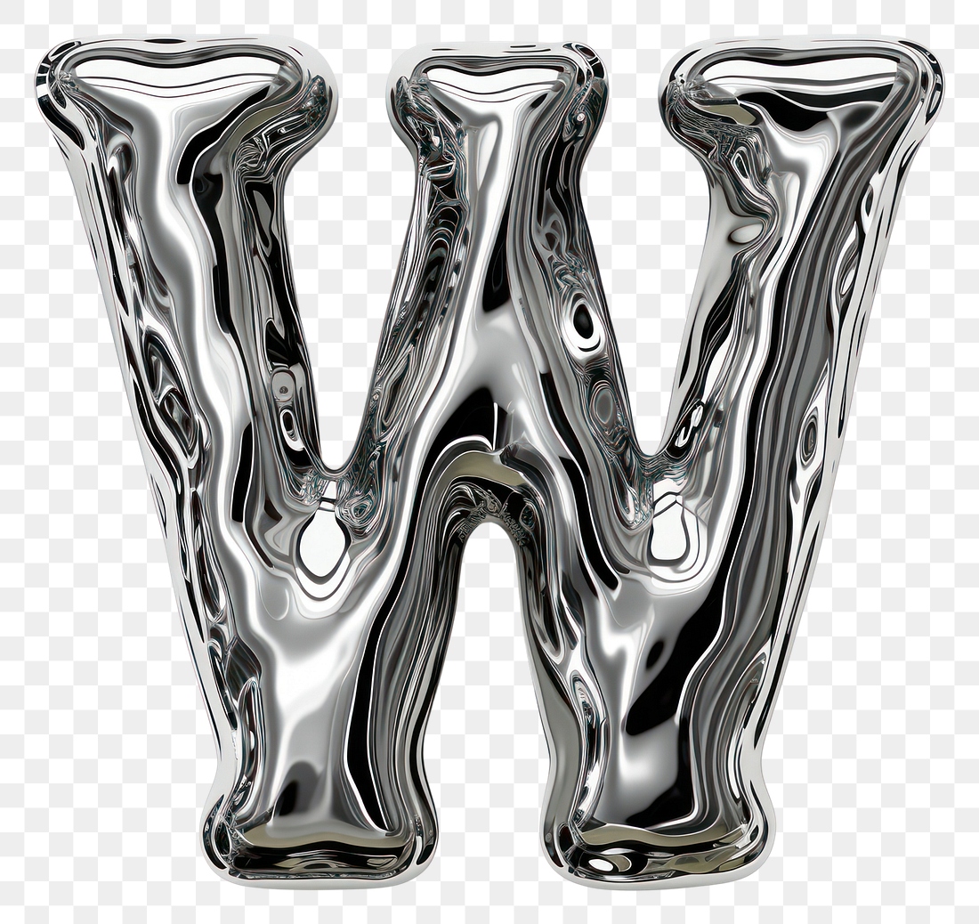 PNG Alphabet W letter silver | Free PNG - rawpixel