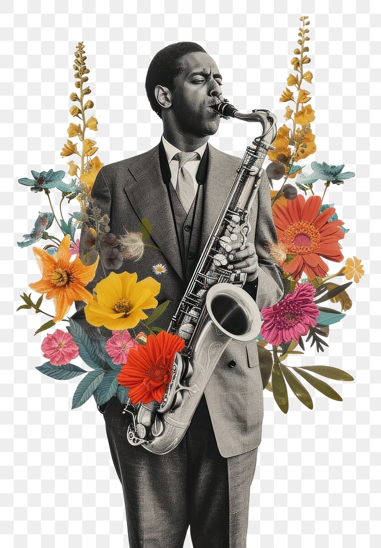 PNG Paper collage saxophone flower | Premium PNG - rawpixel