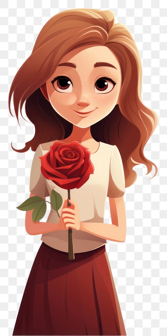 PNG Young girl holding rose | Premium PNG - rawpixel