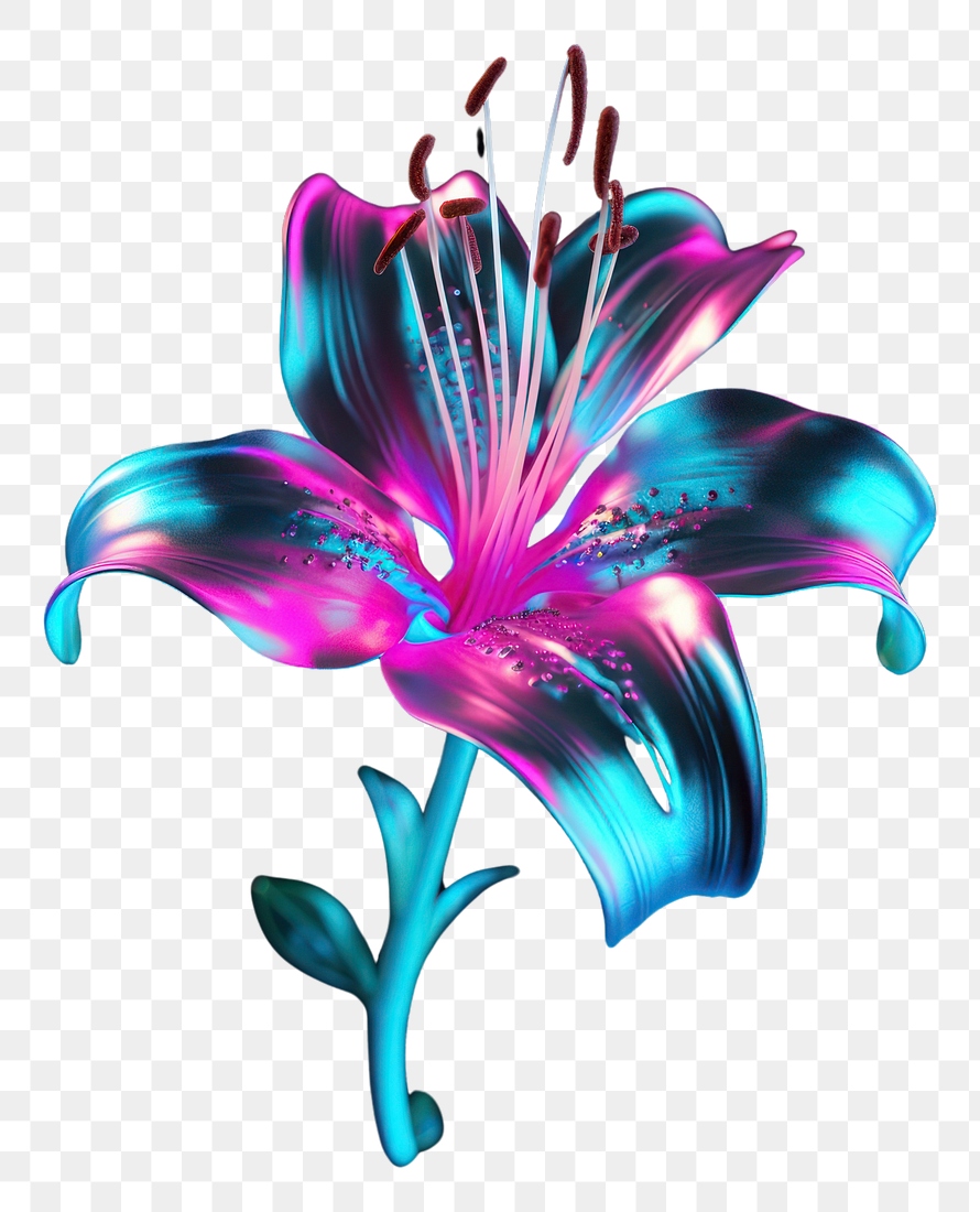 PNG Neon lily flower light | Premium PNG - rawpixel