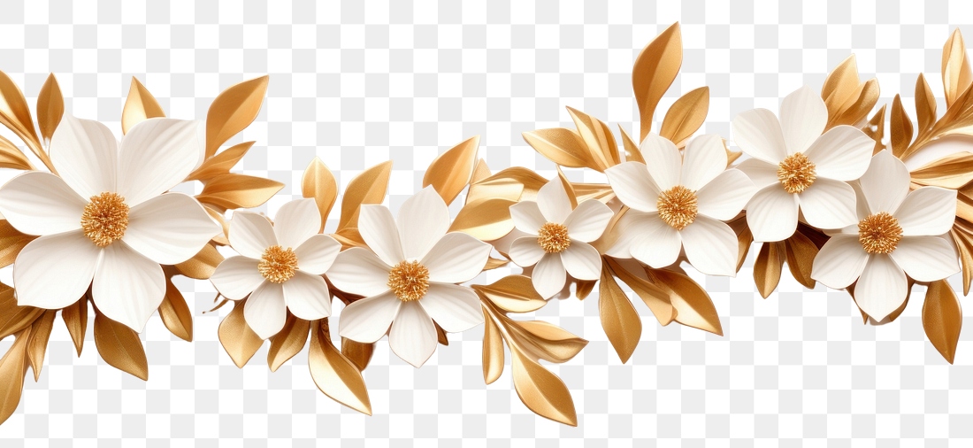PNG Gold flower floral border | Premium PNG - rawpixel
