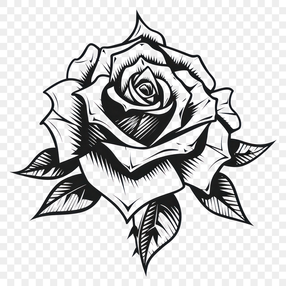 PNG rose tattoo flash illustration | Premium PNG - rawpixel