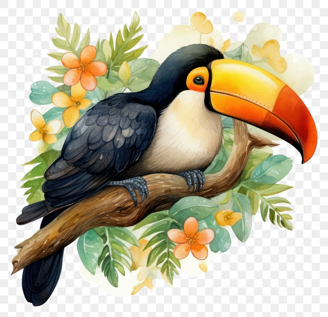 PNG Watercolor toucan sleeping animal | Free PNG - rawpixel